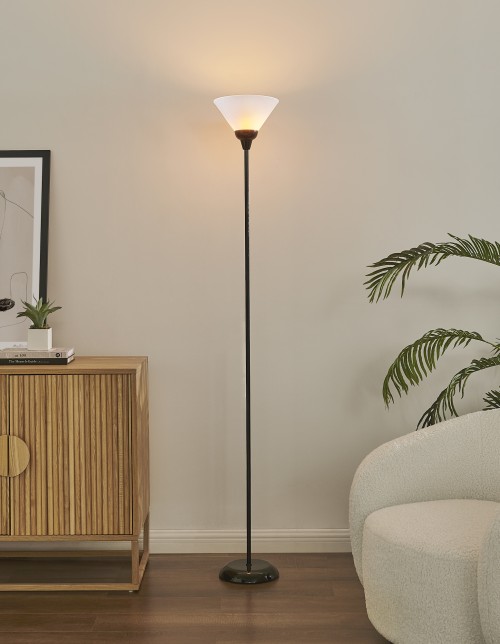 Sherwood Lighting Free Standing Uplighter Floor Lamp Black White Buy online at The Nile